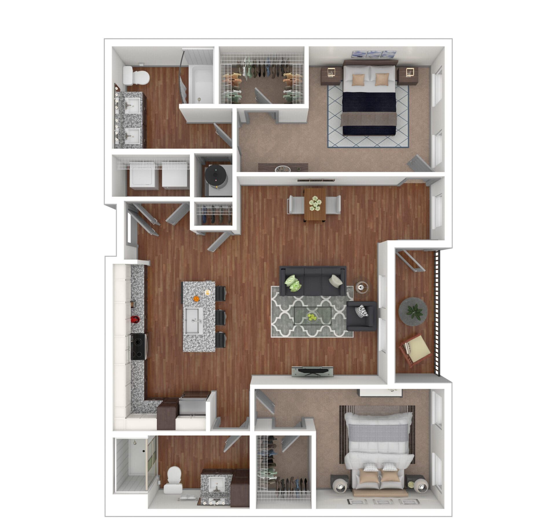 1, 2, & 3 Bedroom Apartment Floor Plans In Indianapolis | The Otis at ...